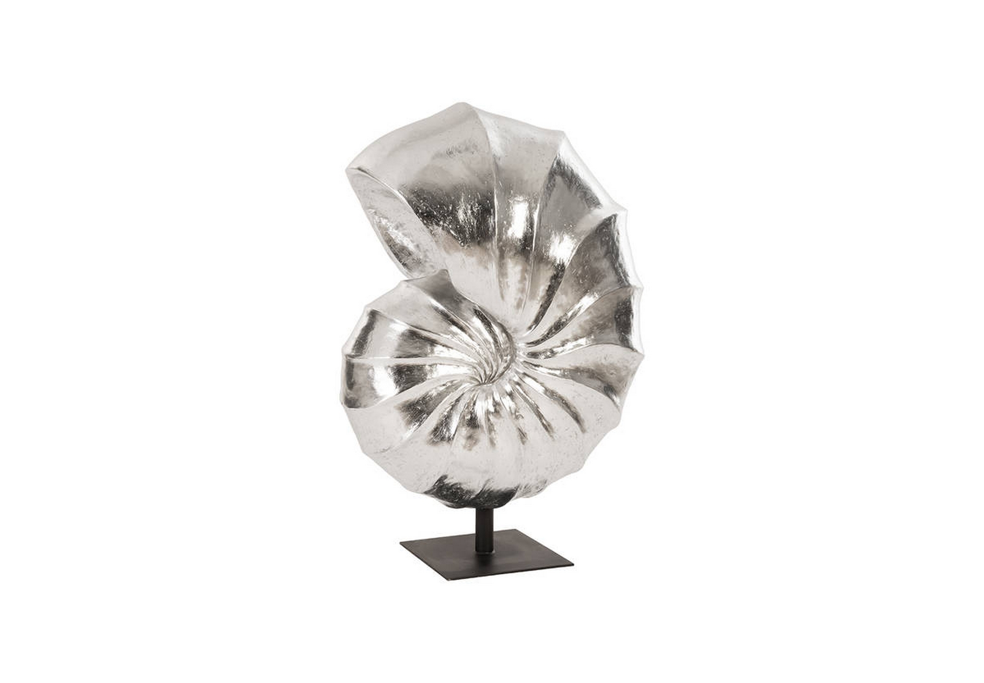 Nautilus Shell Sculpture, Silver Leaf