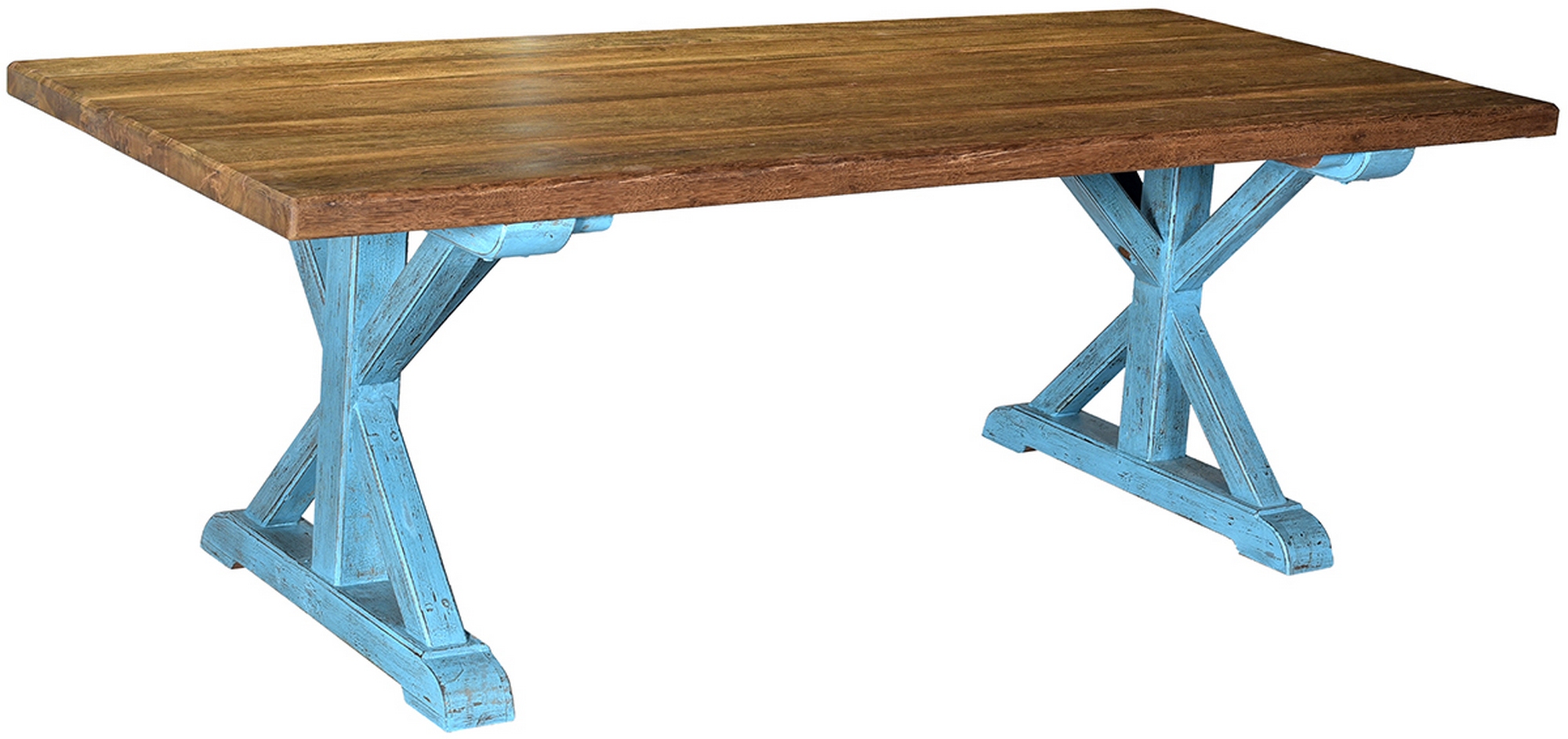 OLD TEAK TOP DINING TABLE