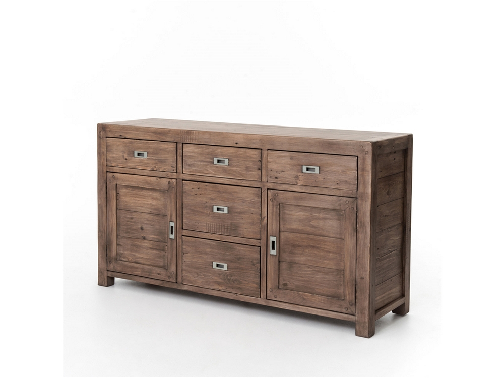 Post & Rail Sideboard 5 Drawer/2 Door-Sundried Ash