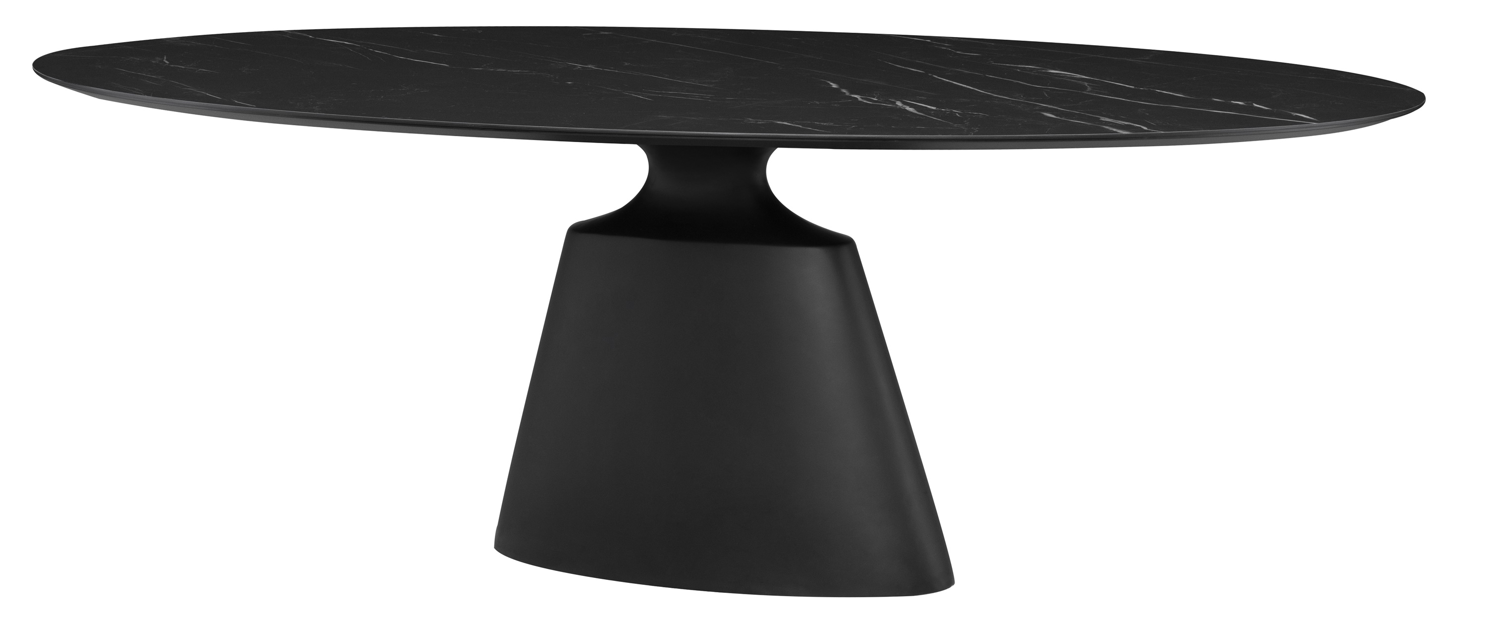 TAJI DINING TABLE in BLACK CERAMIC with BLACK BASE