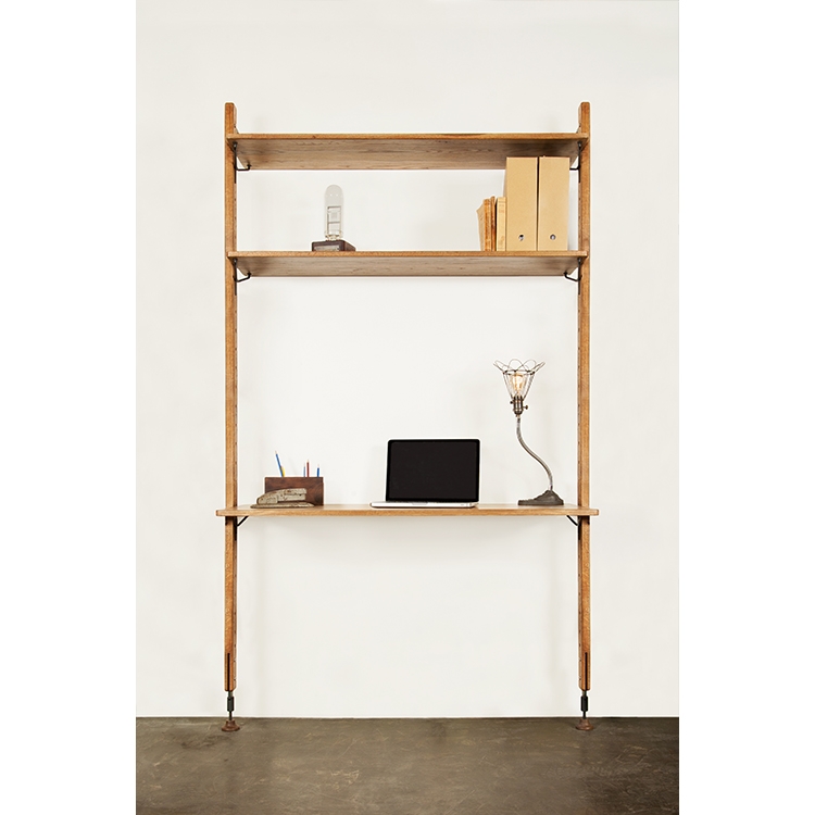 Theo Shelving Unit With Desk, Hard Fumed Oak