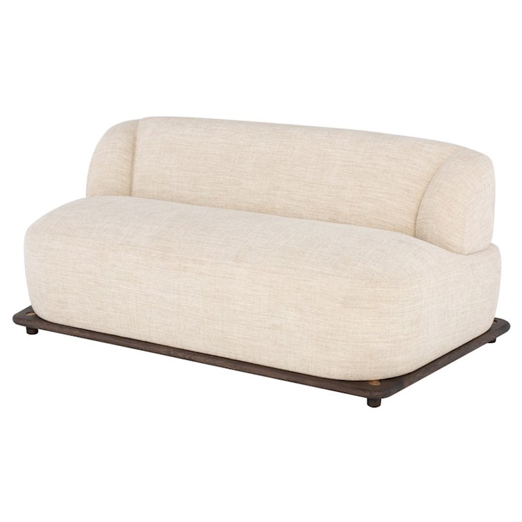 Mesa Double Seat Sofa In Sesame Fabric And Seared Wood
