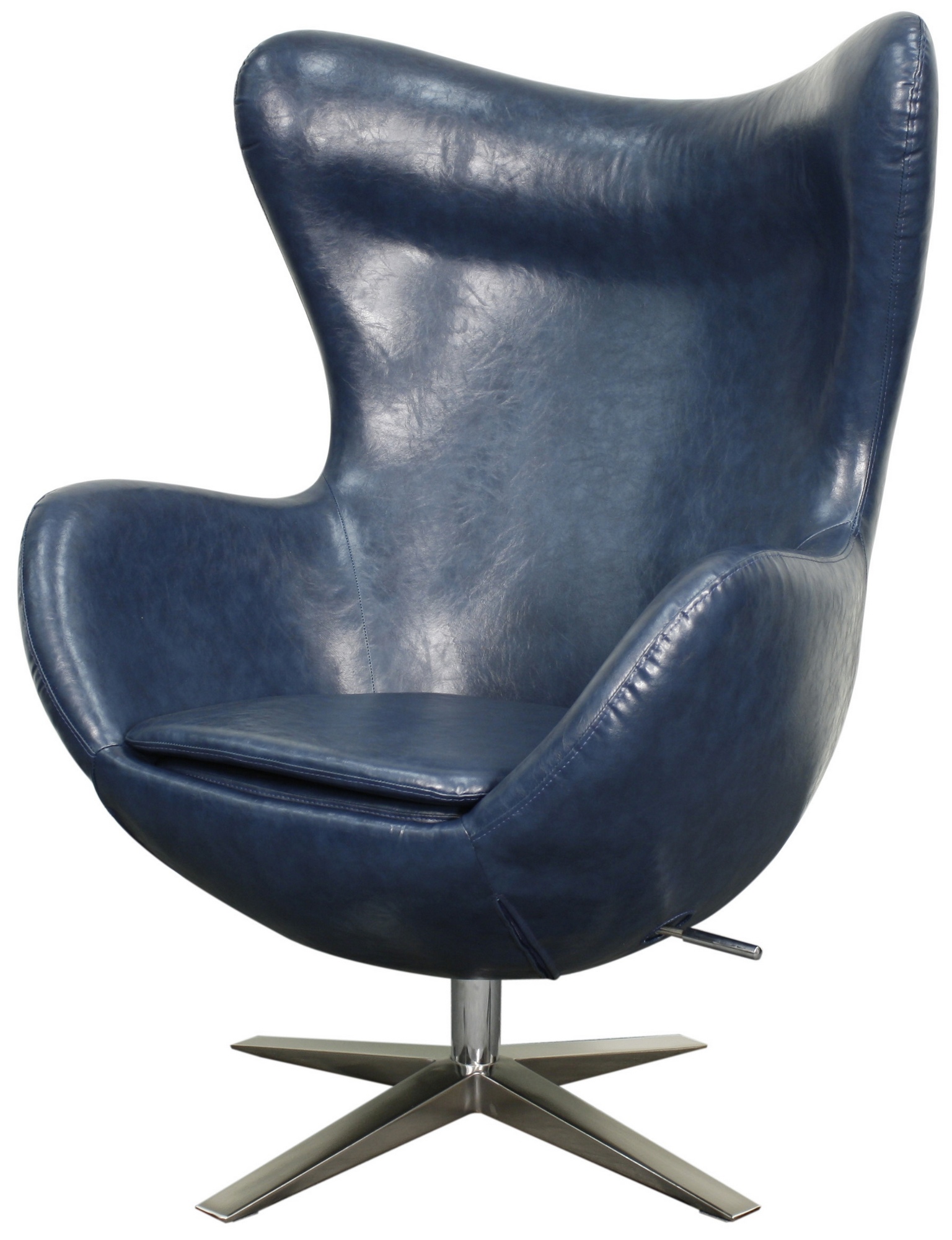 Max Swivel Rocker Chair Chrome Legs In Distressed Blue