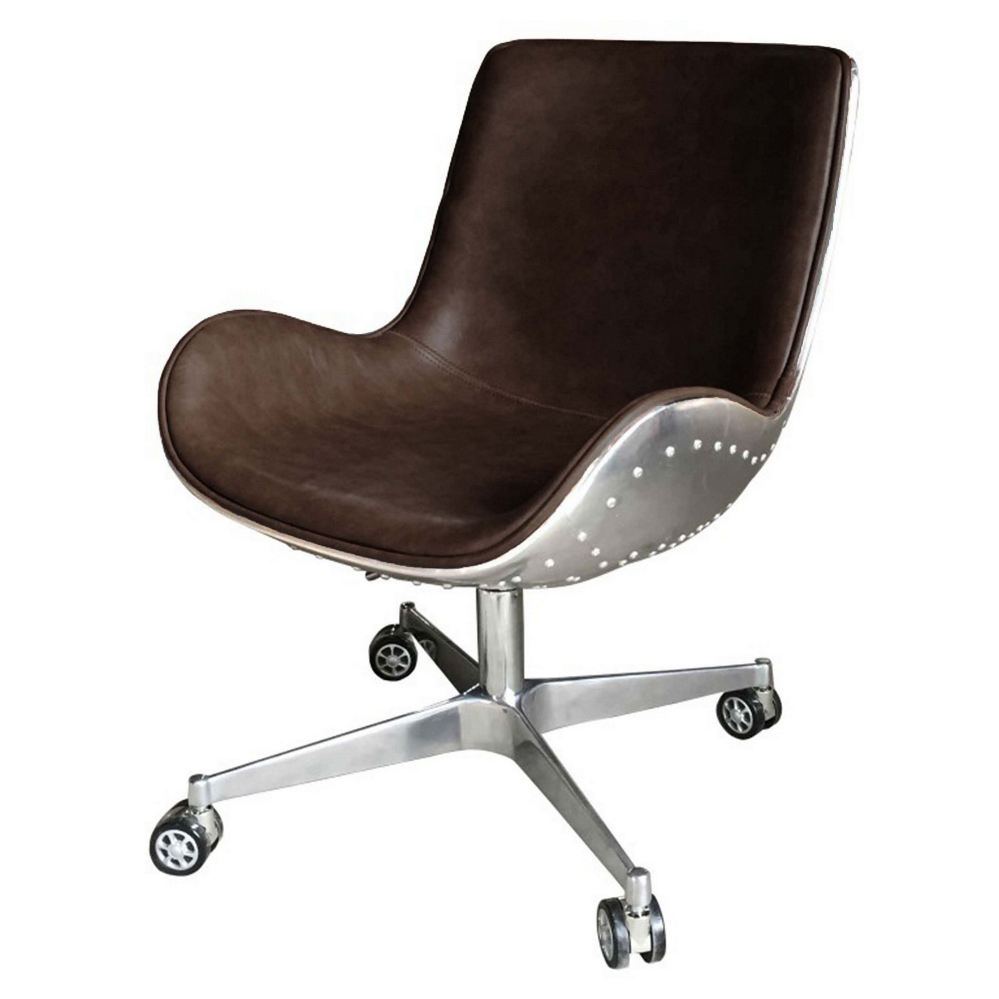 Abner Swivel Office Chair Aluminum Frame In Distressed Java