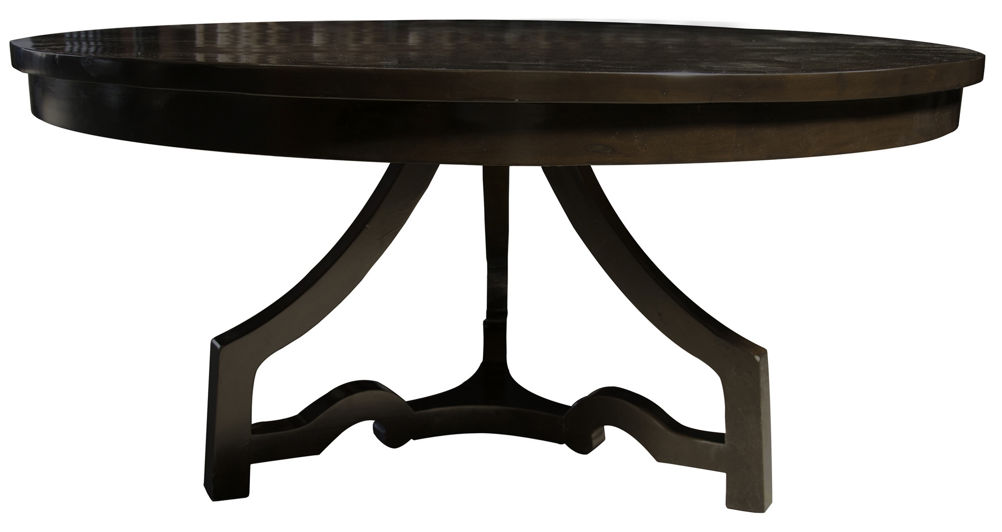 3 Leg Round Dining Table, Distressed Brown