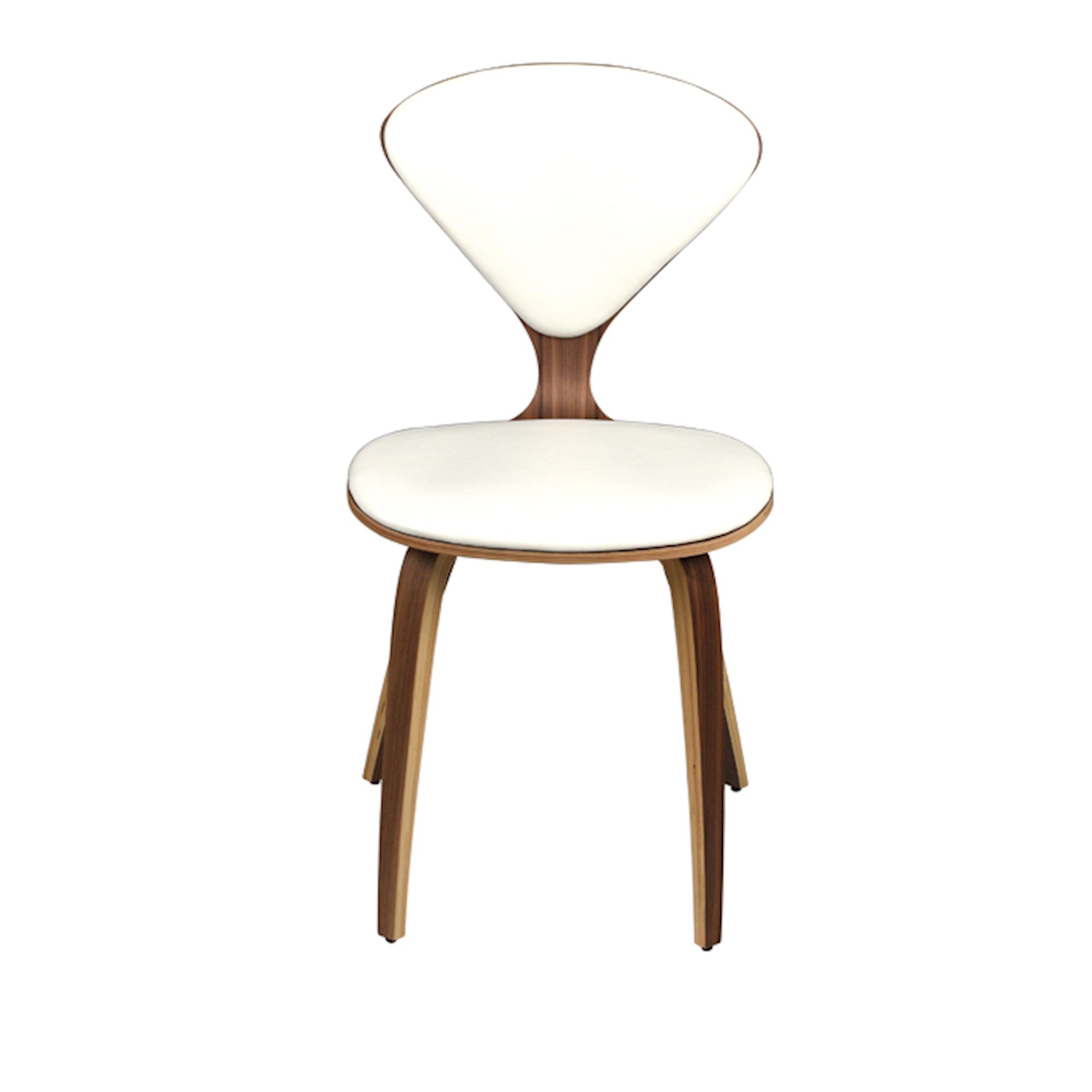 Satine dining chair-White Leather/Walnut