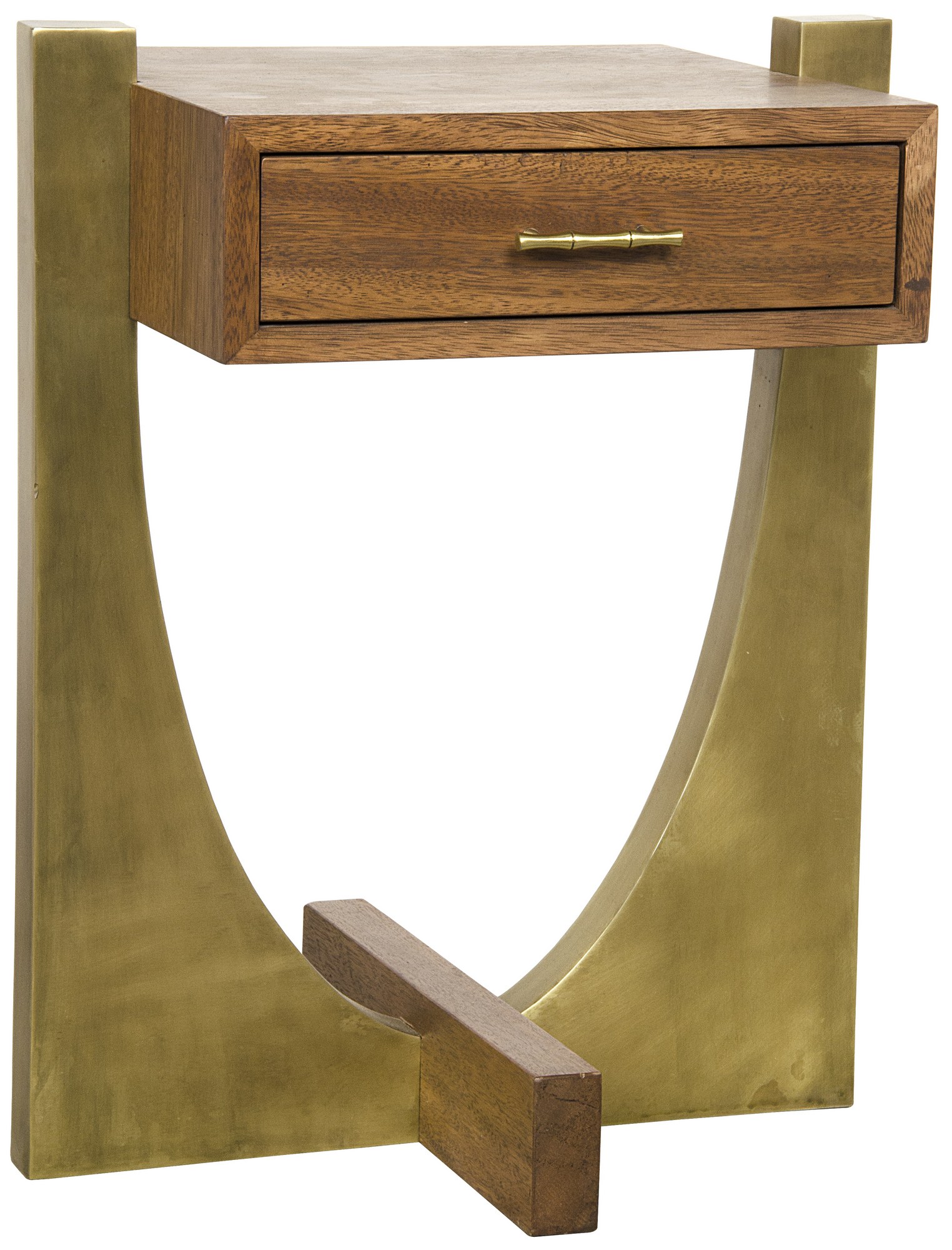 Rossi Side Table, Dark Walnut and Gold Finish