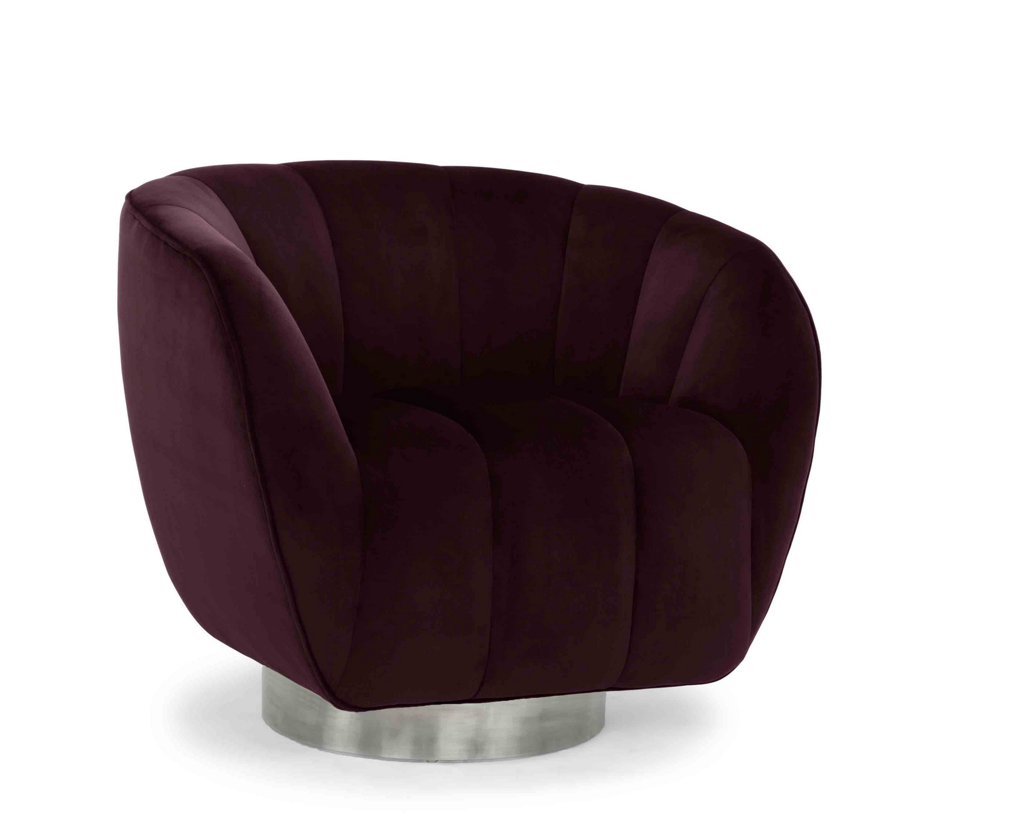 Emma Accent Swivel Chair in Plum Purple/Brushed Stainless