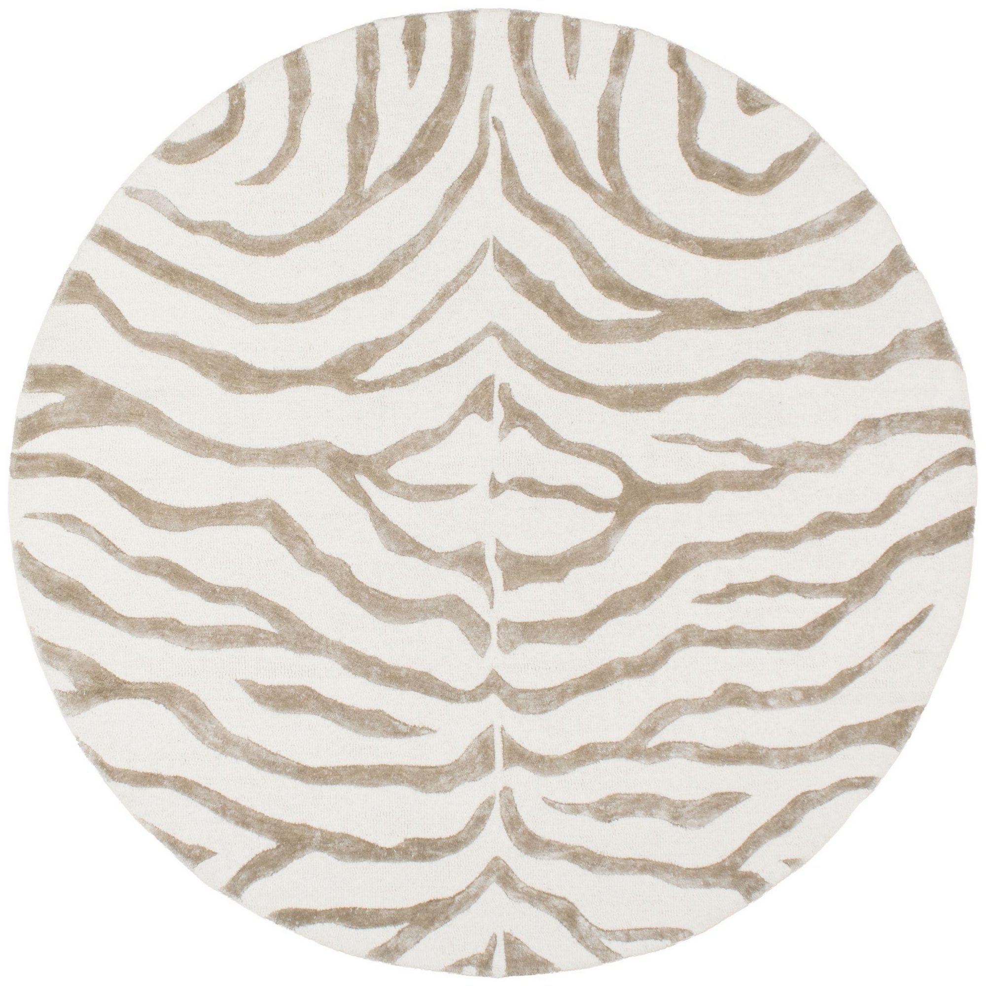 6' Round Hand Tufted Plush Zebra Grey Rug