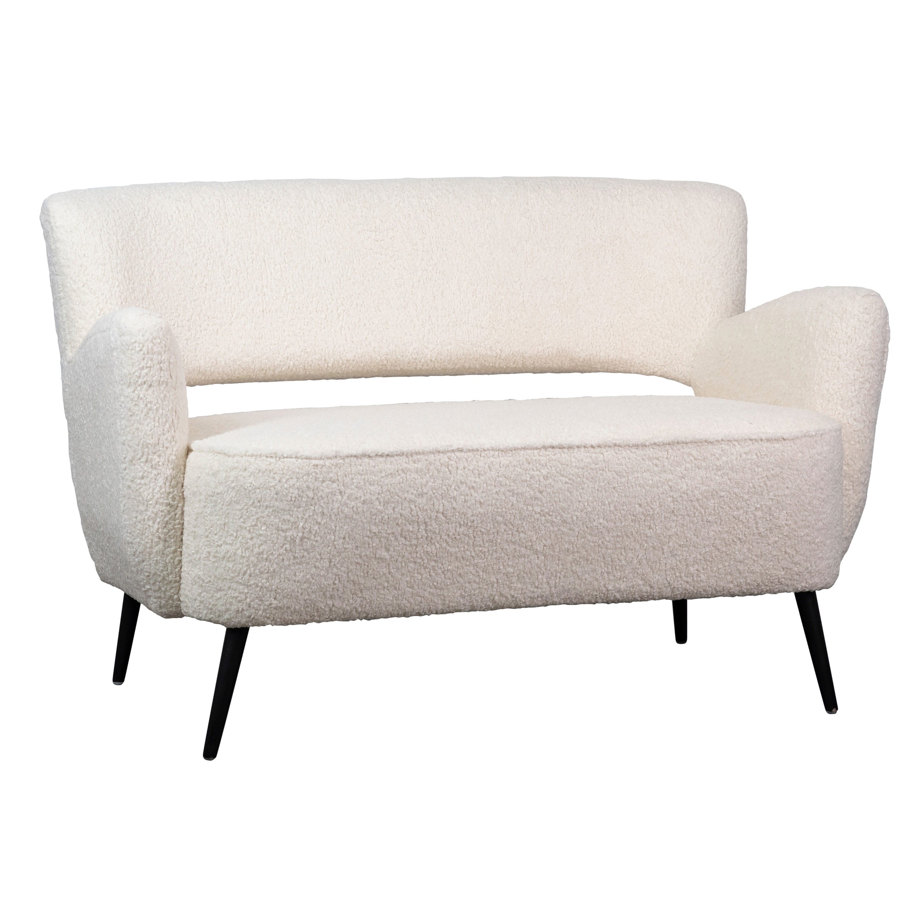 Alana Sofa In Ivory Fur Seating with Black Metal Legs