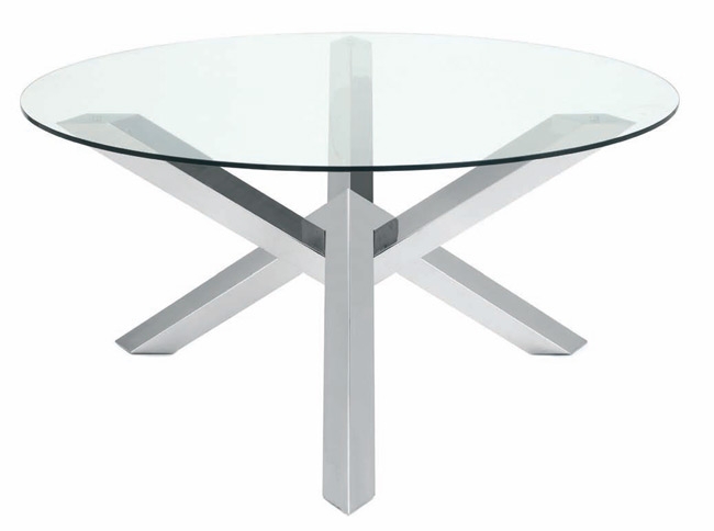 Baarn Round Dining Table - Glass & Stainless Steel