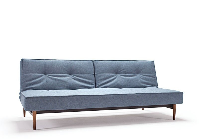 Split Back Sofa - Light Blue, Dark Wood Legs