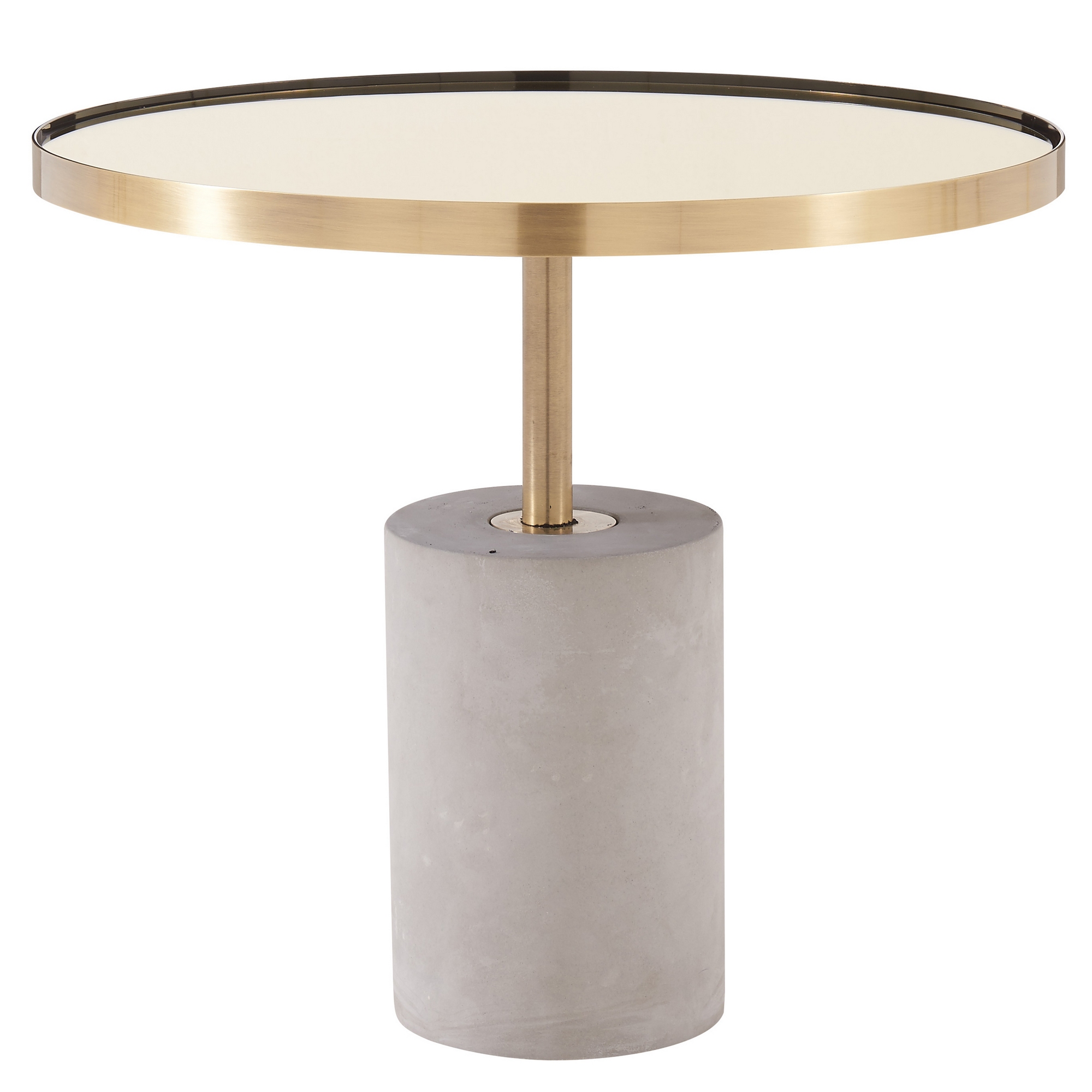 Andrea End Table Glass Top with Concrete Base In Mirror/ Brushed Gold