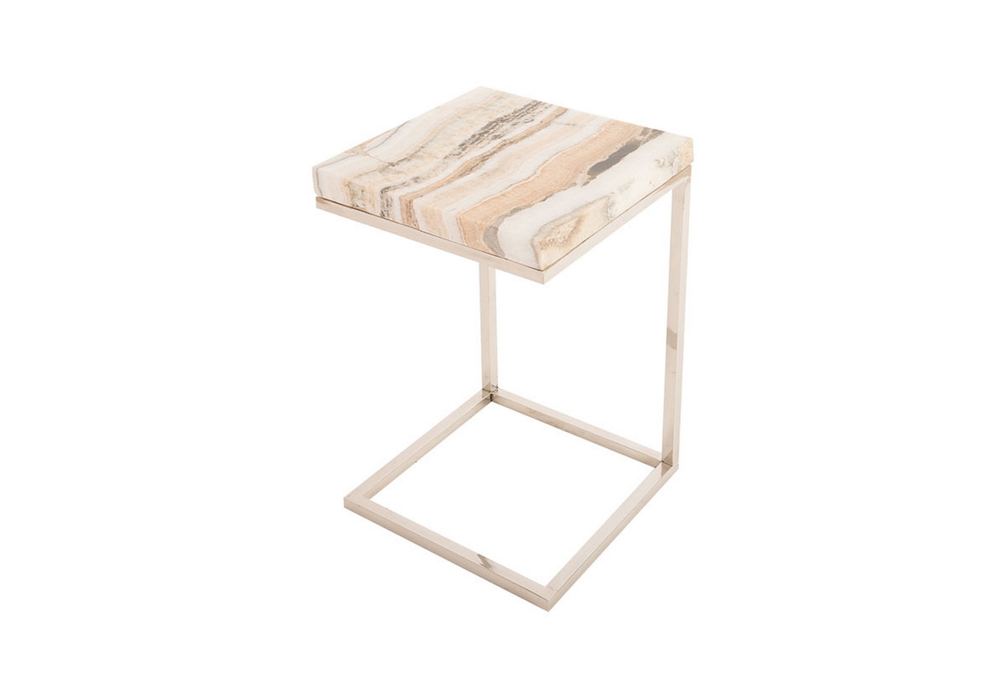 Onyx Side Table, Stainless Steel Base