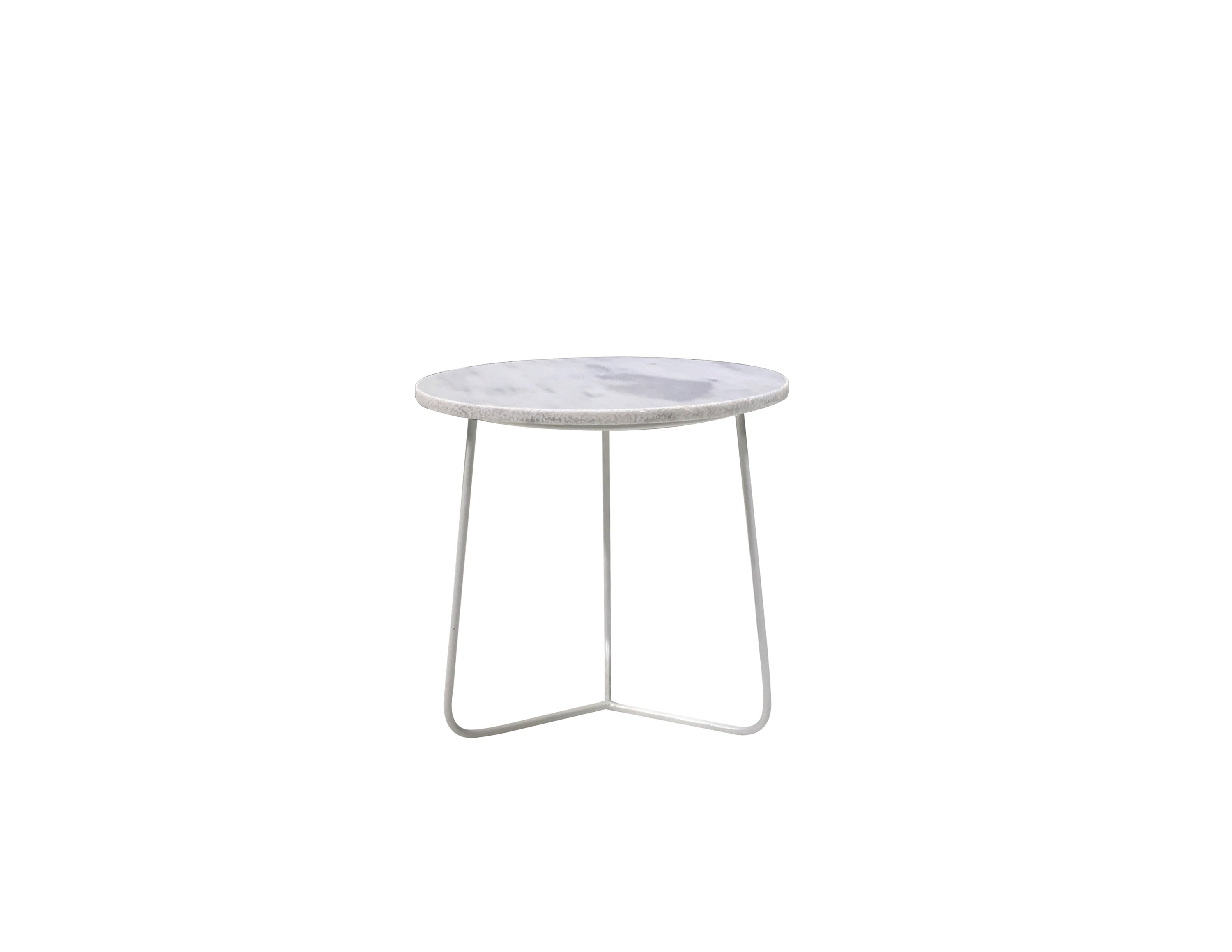 TRIPOLI END table in medium white marble top white PC