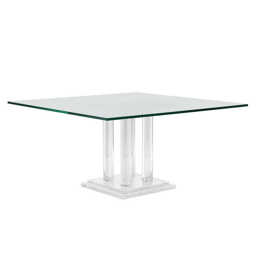 Cecily Dining Table in Clear Glass and Clear