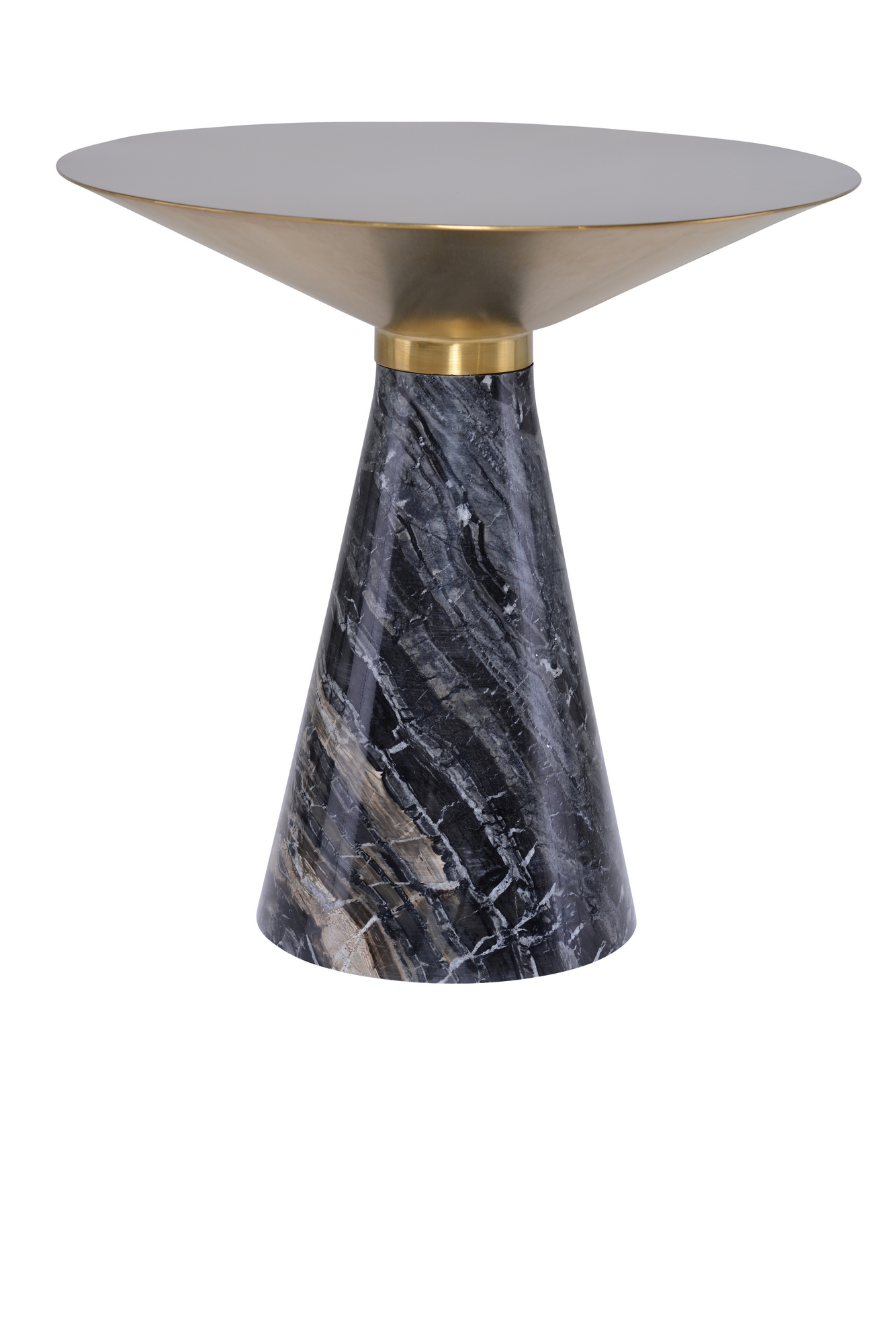IRIS SIDE TABLE IN GOLD METAL TOP AND MATTE BLACK BASE