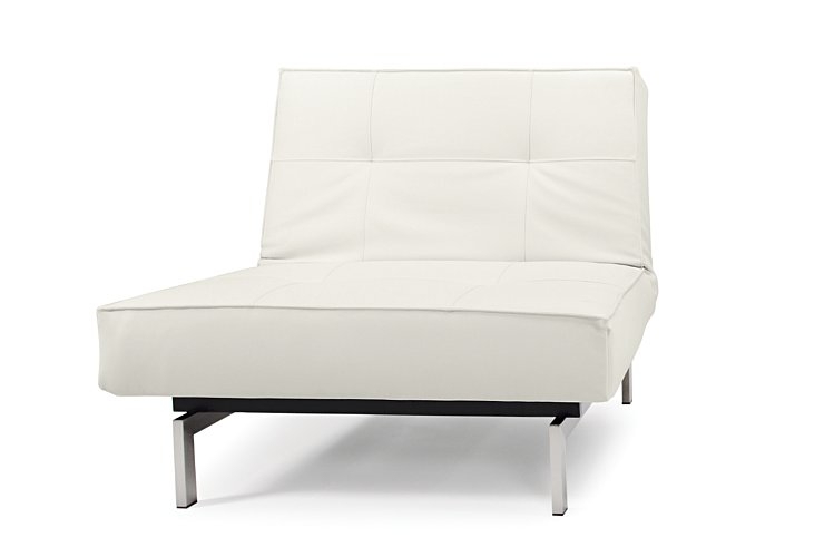 Split Back Chair In White leatherette - S.S. Legs
