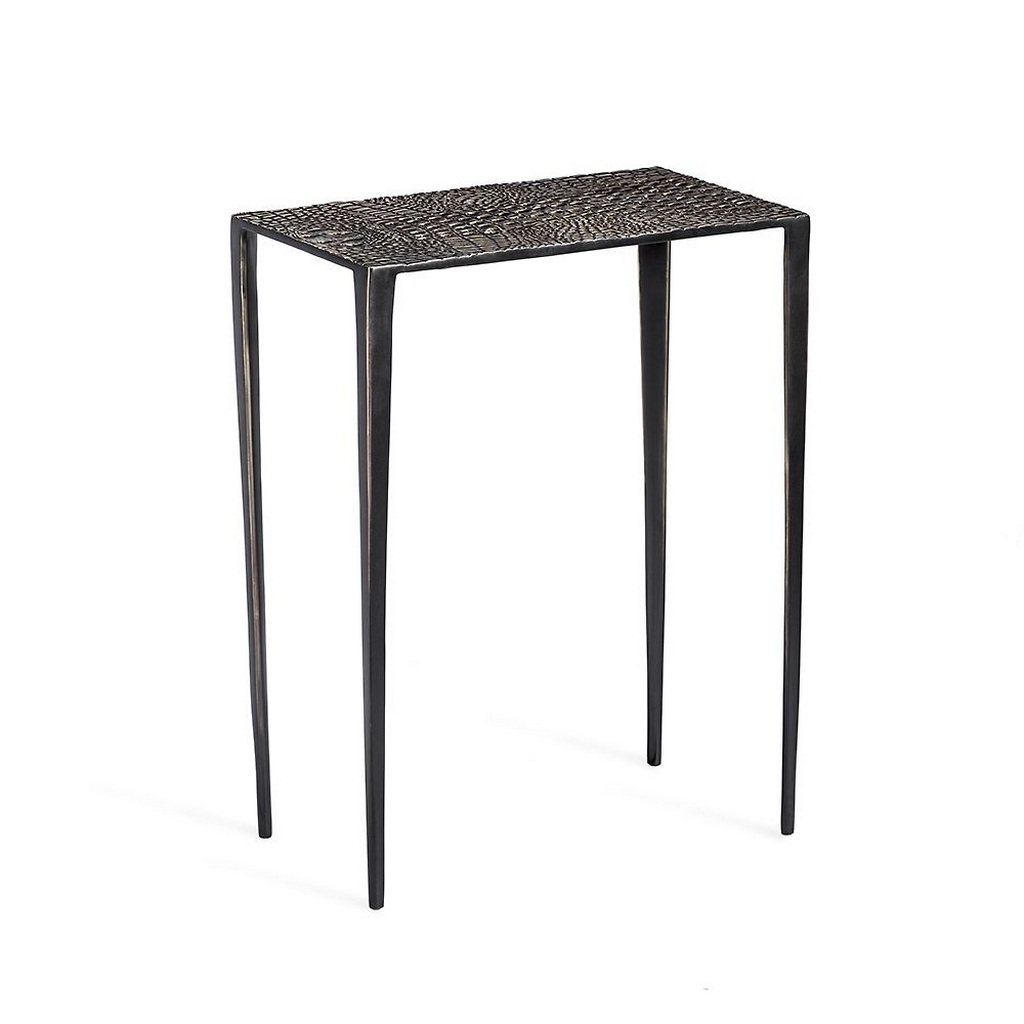 Axel Rectangular Croc Table in Polished Bronze