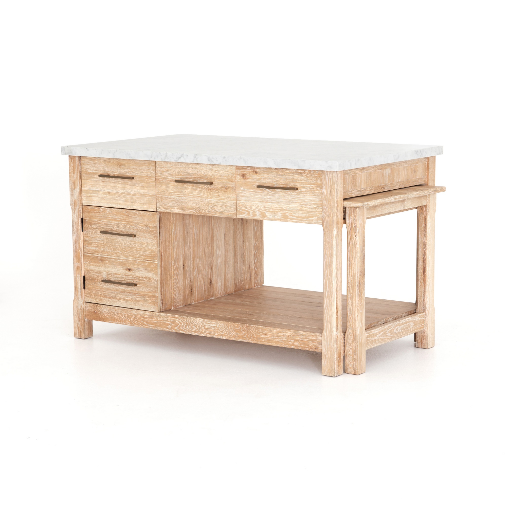 Ian Kitchen Island In Whitewashed Oak