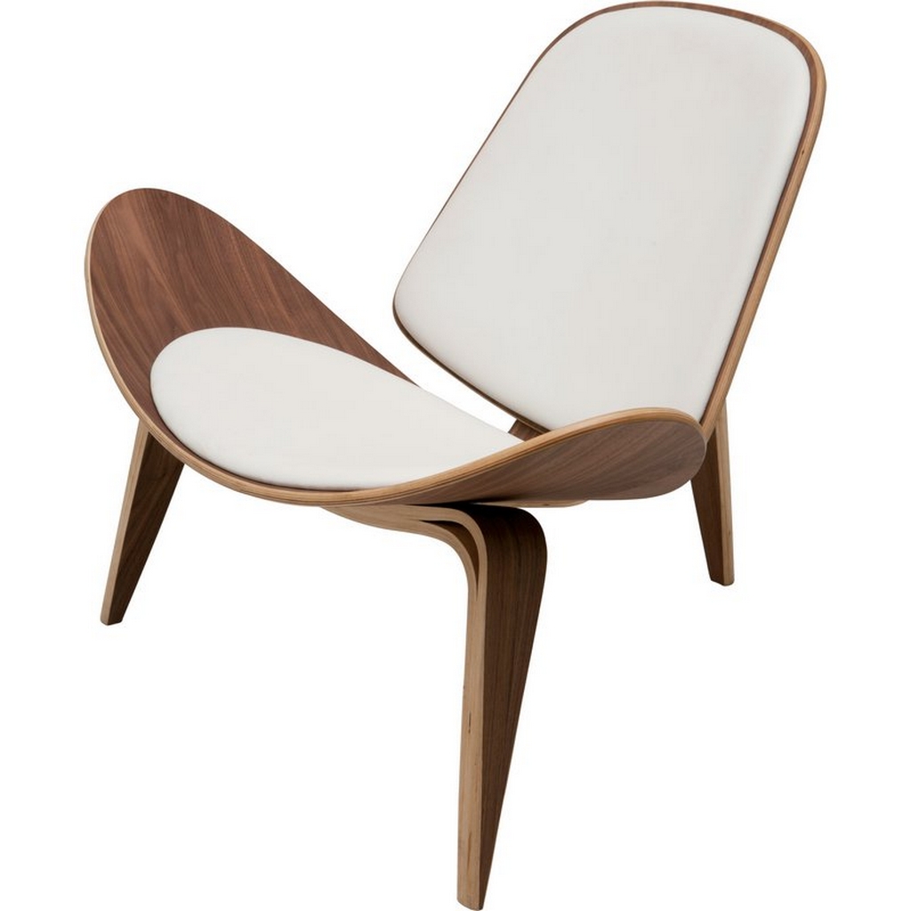 Orion Lounge Chair, Walnut & White Leather